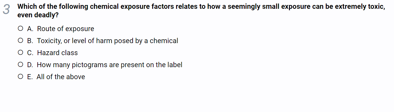 Solved Which of the following chemical exposure factors | Chegg.com