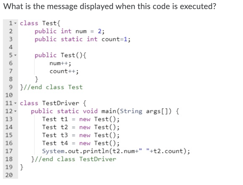 Solved What is the message displayed when this code is | Chegg.com