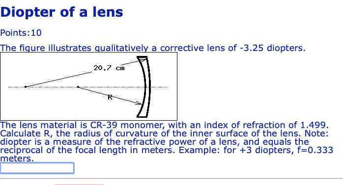 Solved Diopter of a lens Points:10 The figure illustrates | Chegg.com