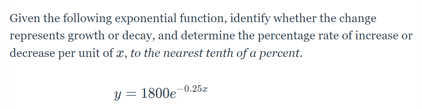 Solved Given the following exponential function, identify | Chegg.com