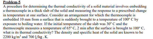 Solved A procedure for determining the thermal conductivity | Chegg.com