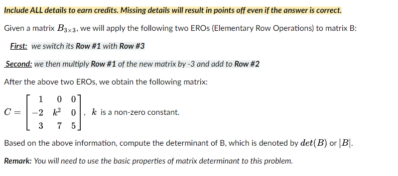 Solved Include ALL details to earn credits. Missing details | Chegg.com