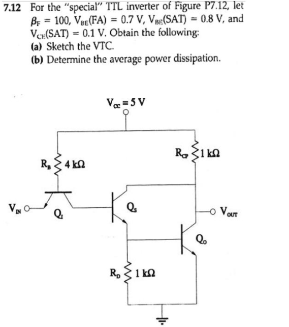 Solved 7.12 For the "special" TTL inverter of Figure P7.12, | Chegg.com