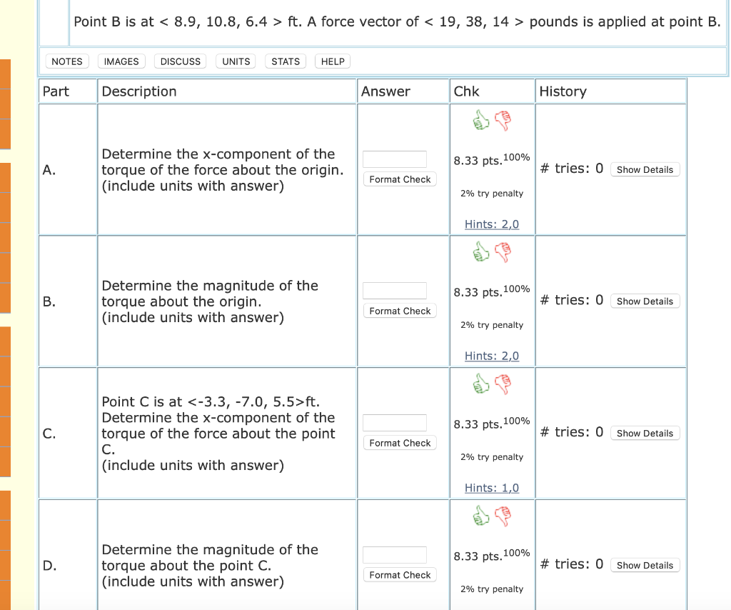 Solved Point B is at ft. A force vector | Chegg.com