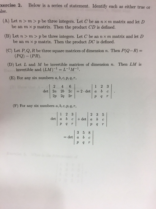Solved xercise 2. lse Below is a series of statement. | Chegg.com ...