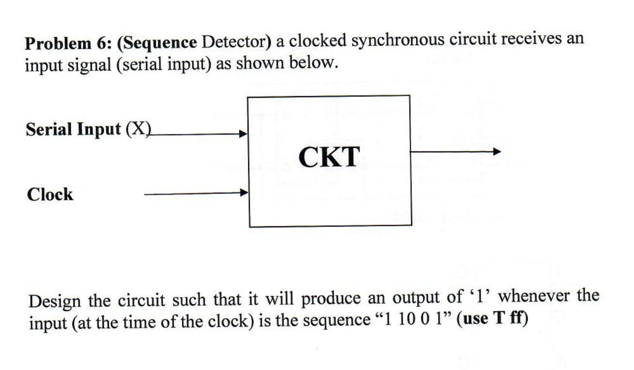 Solved Problem 6: (Sequence Detector) a clocked synchronous | Chegg.com