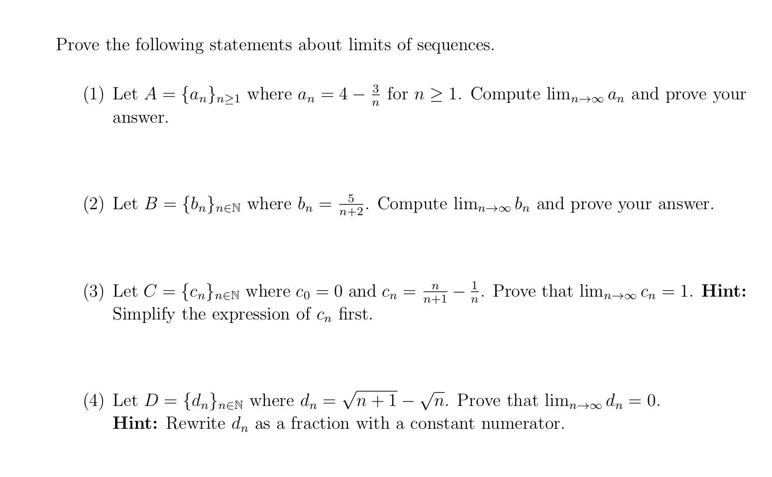 Solved Prove the following statements about limits of | Chegg.com Solved Prove the following statements about limits of | Chegg.com