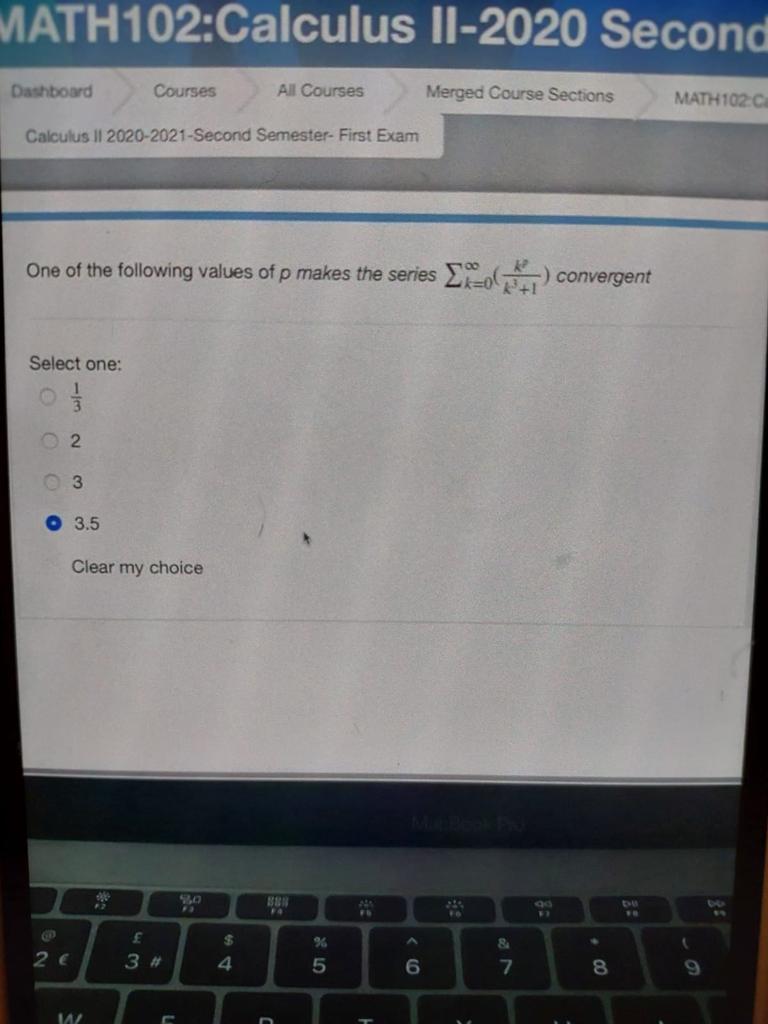 Solved One of the following values of p makes the series | Chegg.com