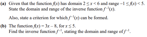 Solved (a) Given that the function f(x) has domain 2 | Chegg.com