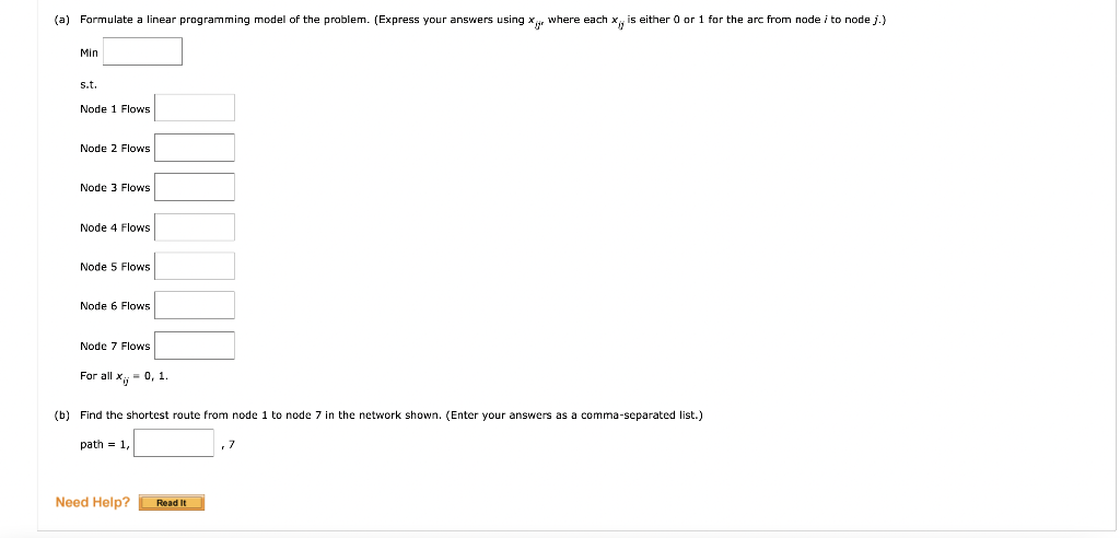 Solved Consider the following transshipment network for | Chegg.com