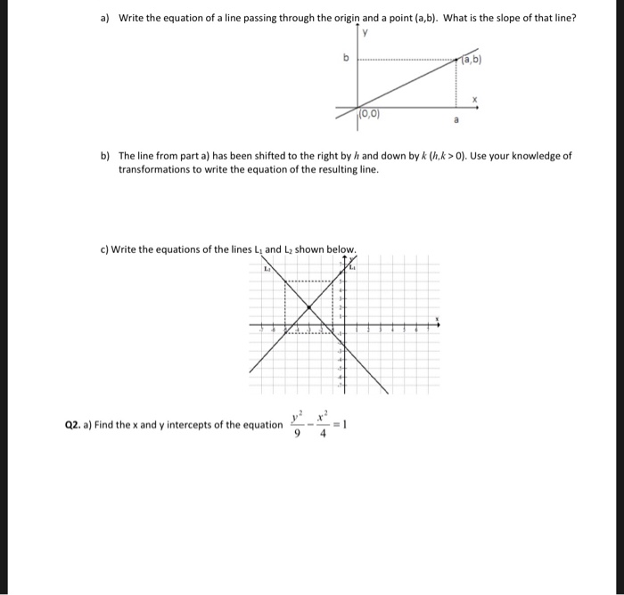 Solved A Write The Equation Of A Line Passing Through The