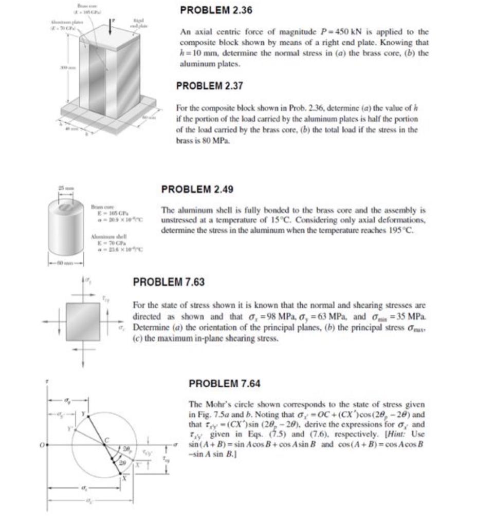 Solved PROBLEM 2.36 ľ An axial centric force of magnitude | Chegg.com
