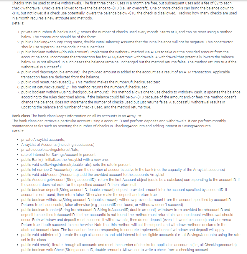 Solved Abstract Classes, Inheritance (Bank Application) 150 | Chegg.com