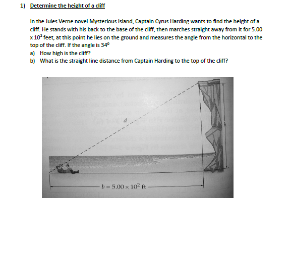 Solved 1) Determine the height of a cliff In the Jules Verne | Chegg.com