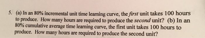 Solved (a) In an 80% incremental unit time learning curve, | Chegg.com