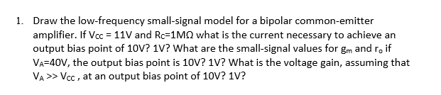 Solved Draw the low-frequency small-signal model for a | Chegg.com