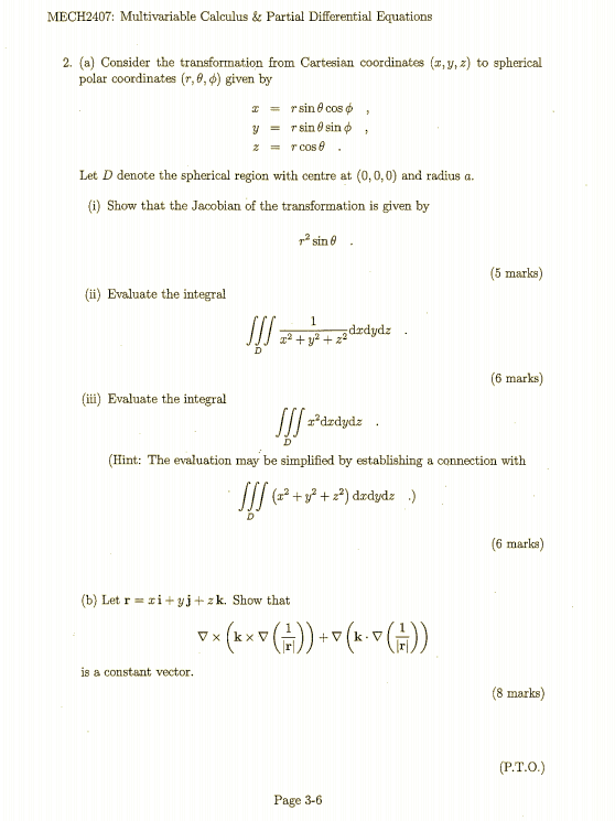 Solved MECH2407: Multivariable Calculus & Partial | Chegg.com