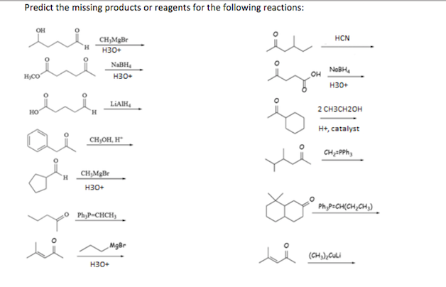 Solved Predict the missing products or reagents for the | Chegg.com