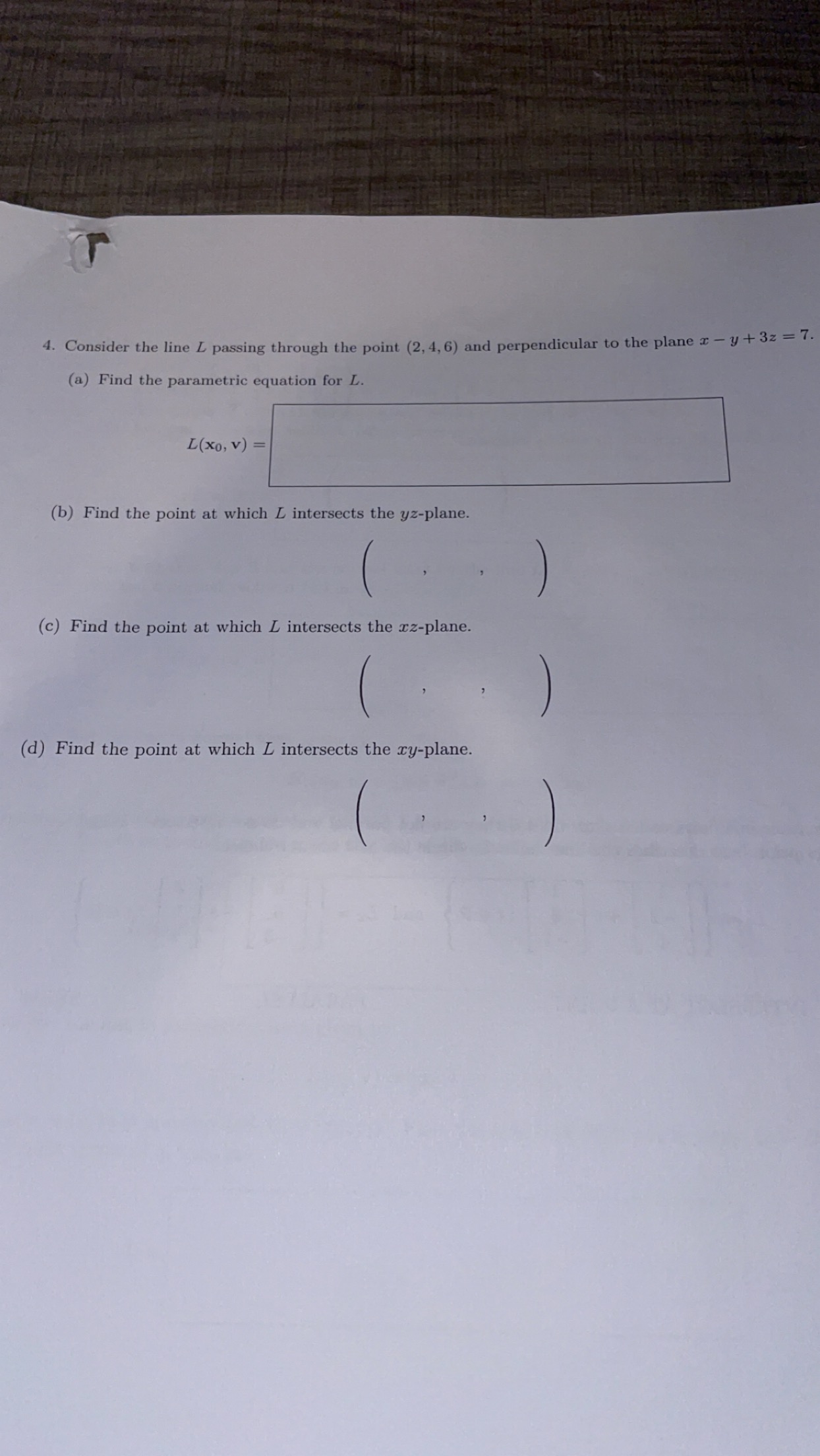 4. Consider the line L passing through the point | Chegg.com