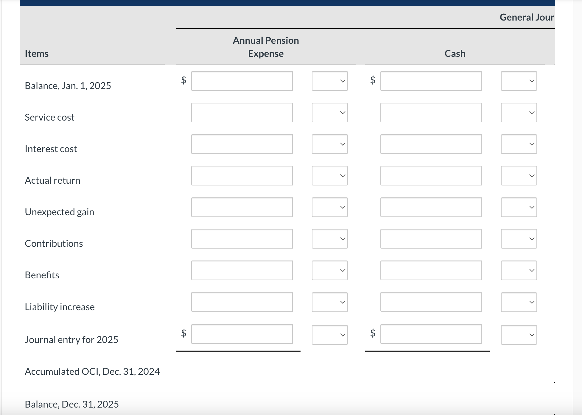 Solved Accumulated OCI, Dec. 31, 2024 Balance, Dec. 31, | Chegg.com