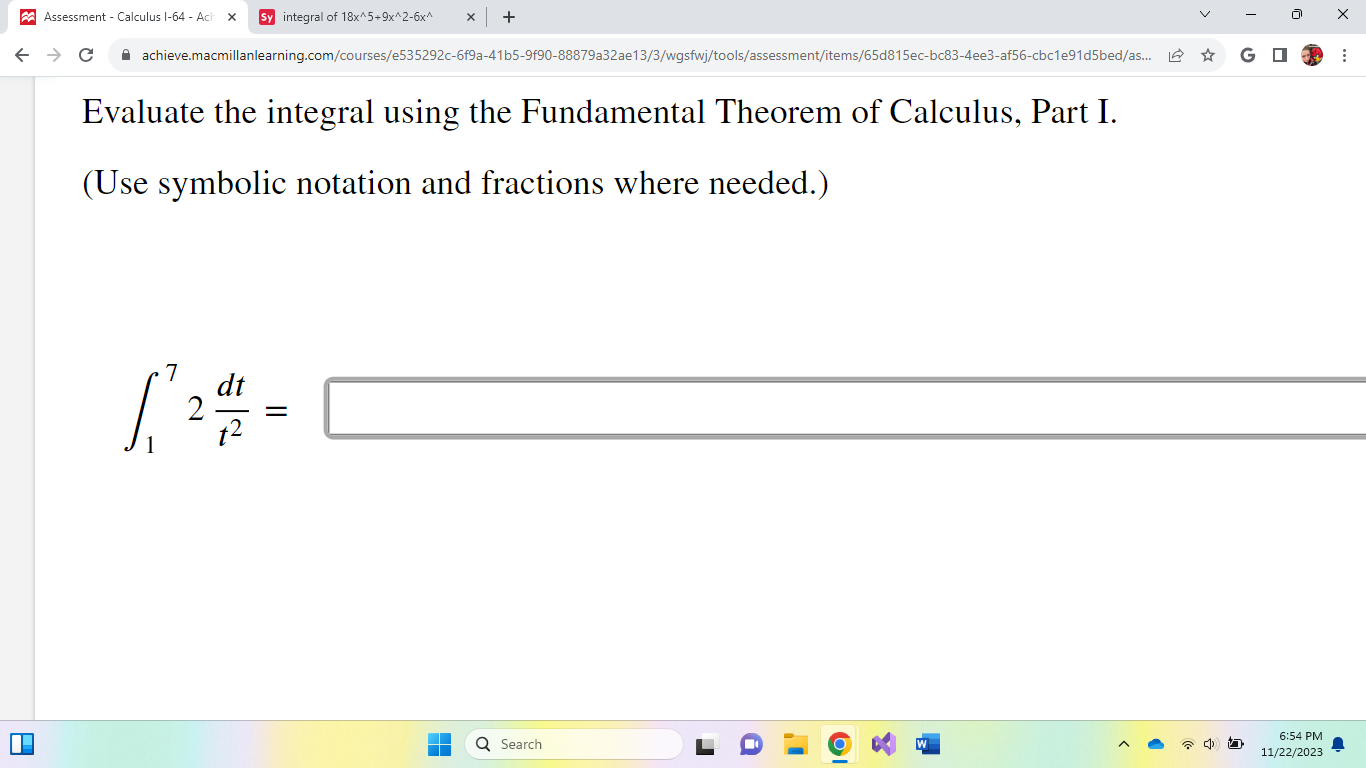Solved Evaluate the integral using the Fundamental Theorem | Chegg.com