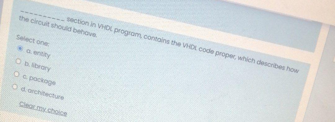Solved section in VHDL program, contains the VHDL code | Chegg.com