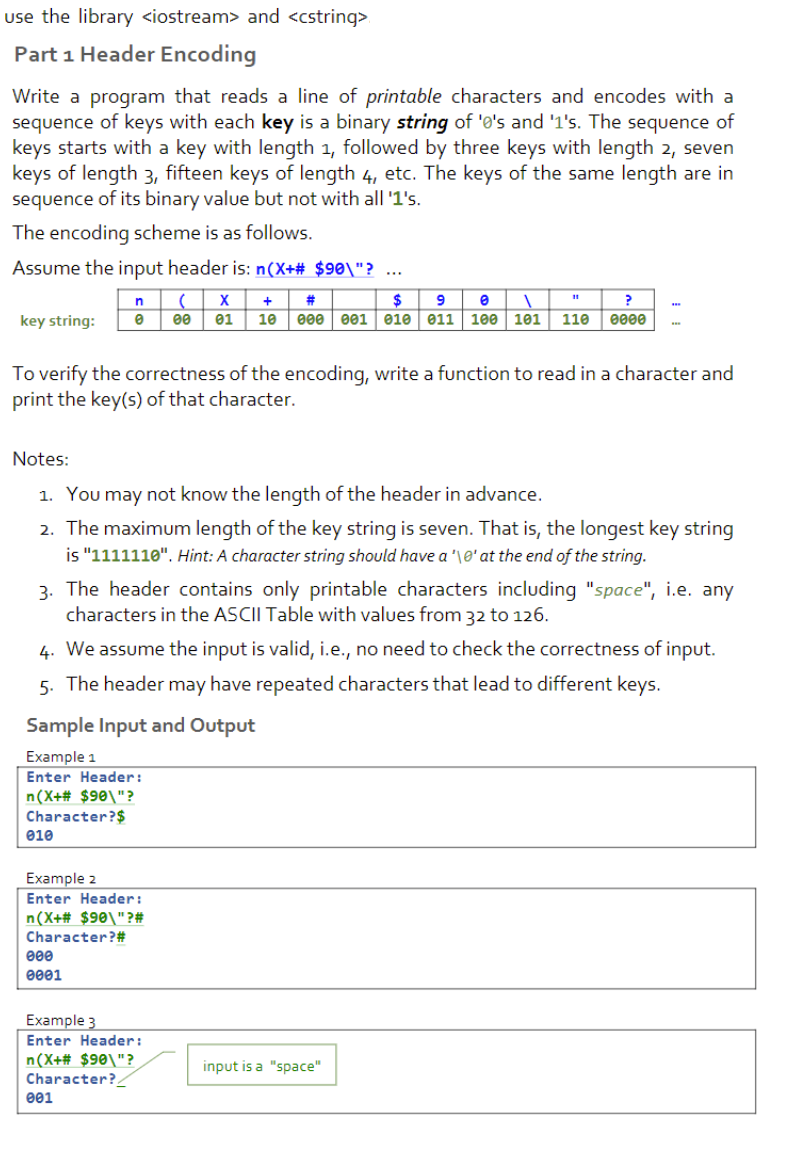 Solved Use The Library And Part 1 Header Encoding Write A 5226