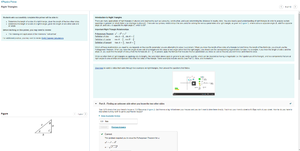 Solved Physics Primer Right Triangles Studants who | Chegg.com