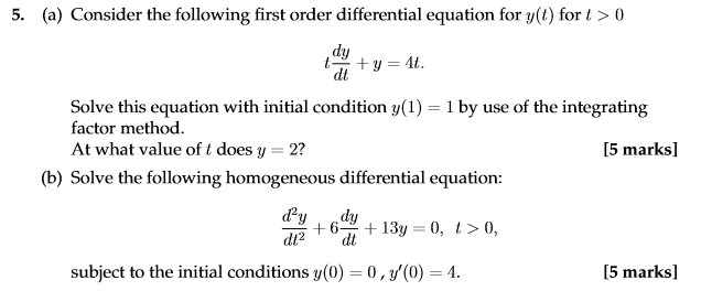 Solved Consider The Following ﬁrst Order Differential