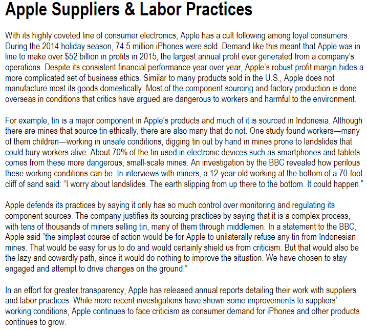 Apple Suppliers & Labor Practices With its highly | Chegg.com
