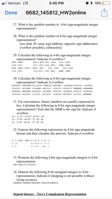 Solved Verizon LTE 3:45 PM 18260 Done 6682 145812_HW2online | Chegg.com