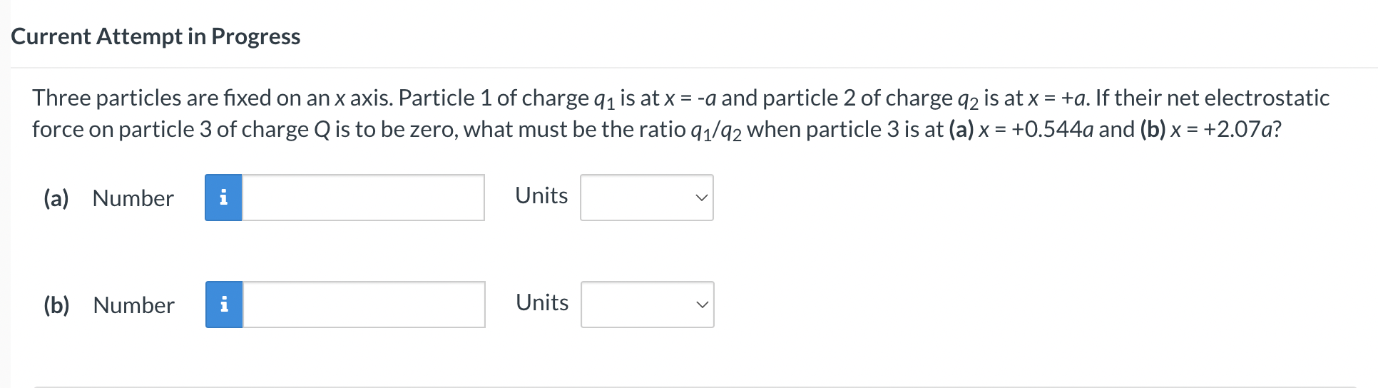 Solved Current Attempt in ProgressThree particles are fixed | Chegg.com