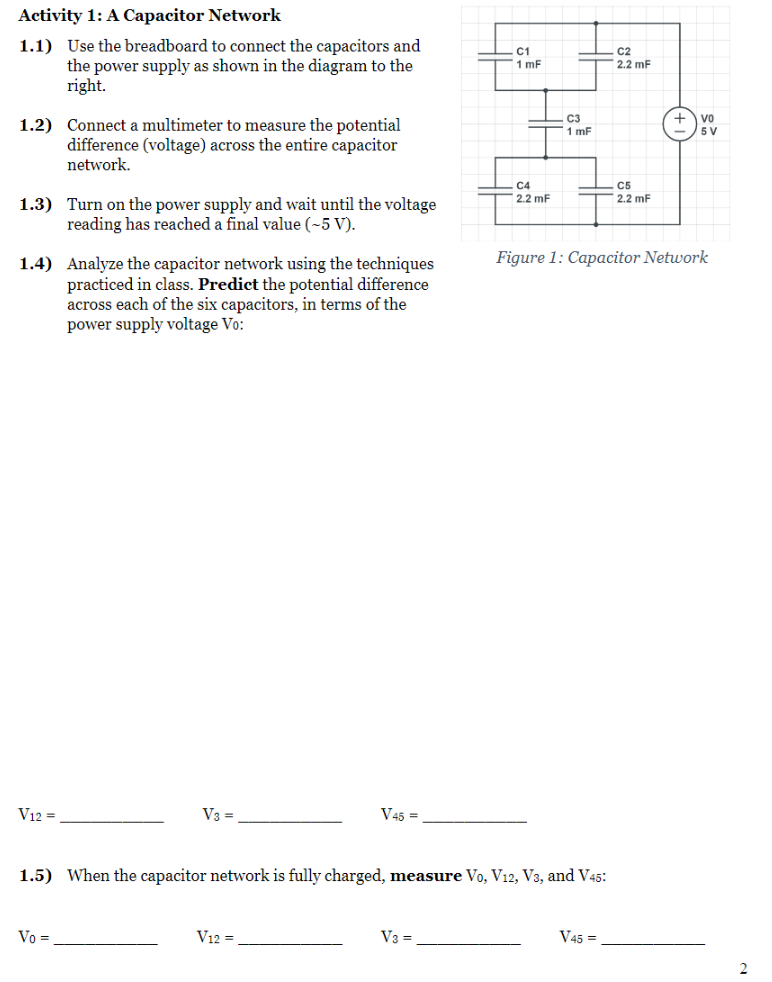 Solved Activity 1: A Capacitor Network 1.1) Use the | Chegg.com