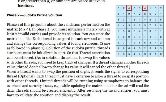 Solved Phase I Sudoku Solution Validator A Sudoku Puzzle 