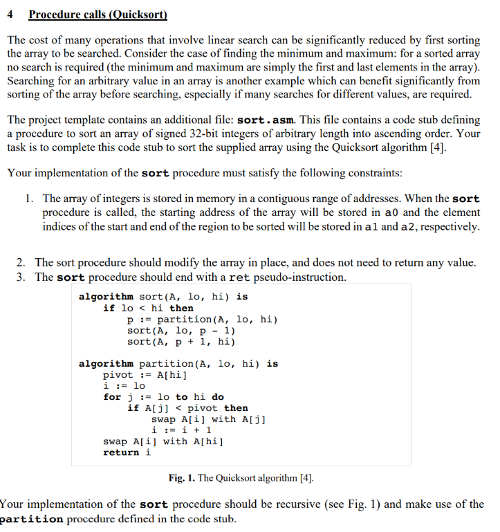 Solved 4 Procedure calls (Quicksort) The cost of many | Chegg.com