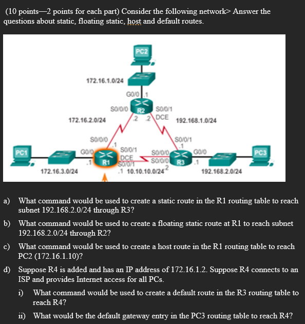Solved (10 points—2 points for each part) Consider the | Chegg.com