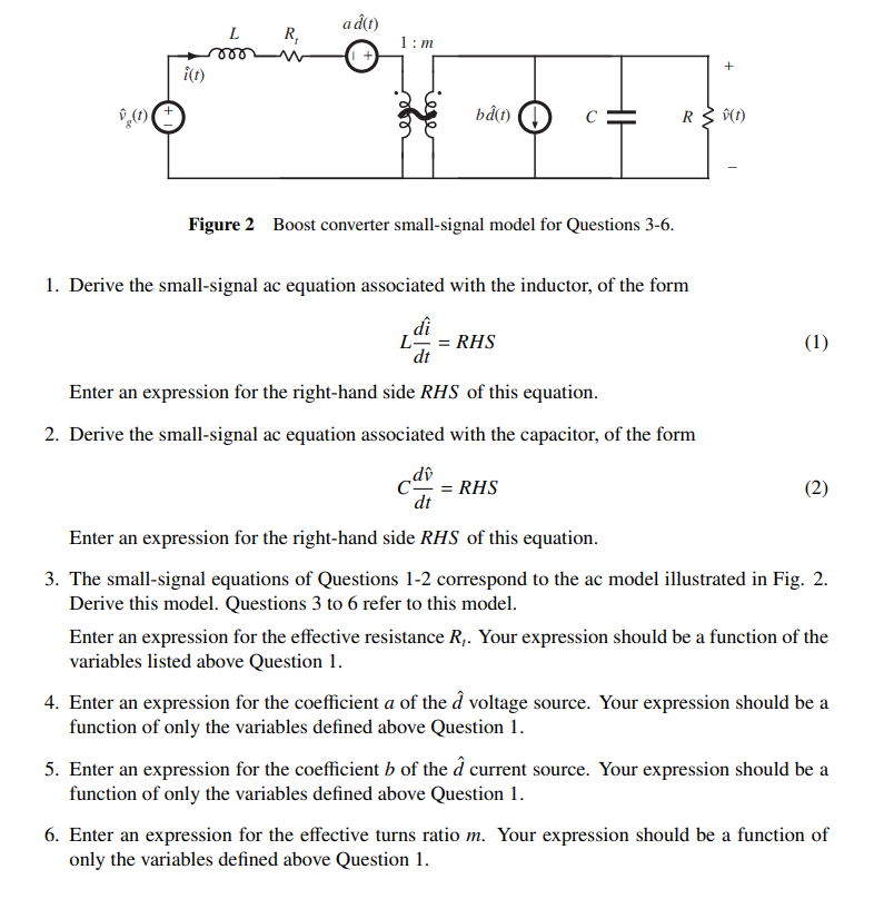 Solved AC modeling of a boost converter The boost converter | Chegg.com