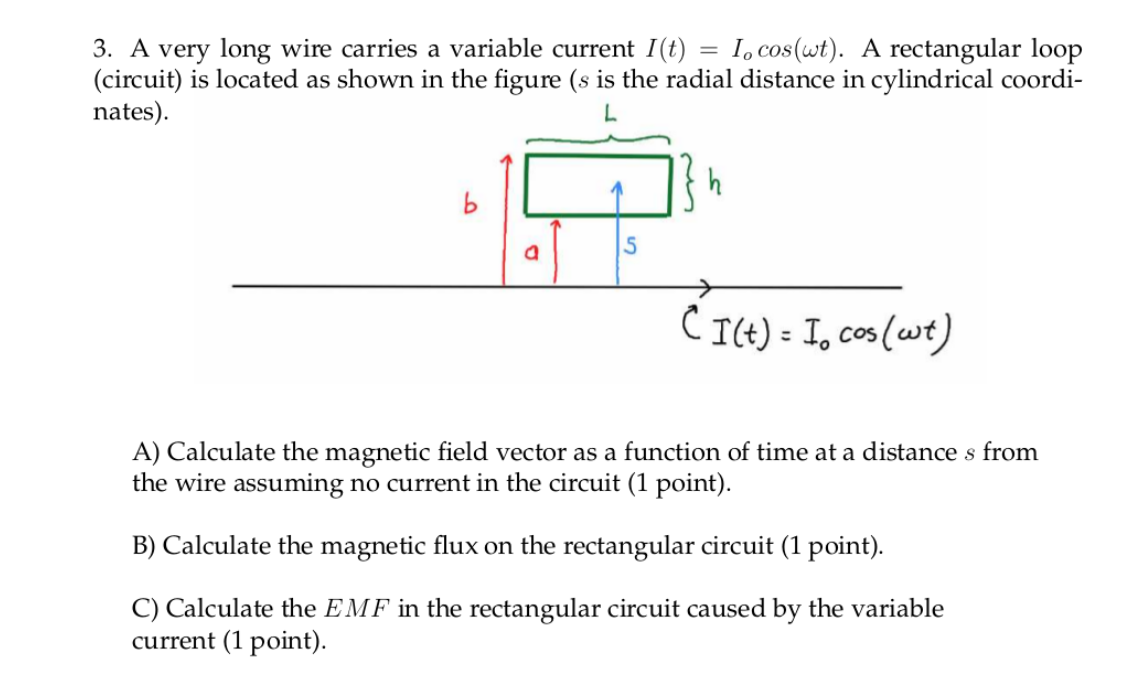 Solved 3 A Very Long Wire Carries A Variable Current I T