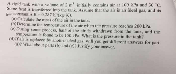 Solved A rigid tank with a volume of 2 m3 initially contains | Chegg.com
