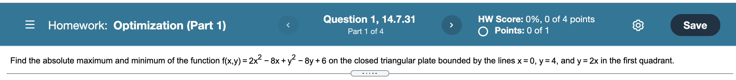 Solved Homework Optimization Part 1 Question 1 14 7 31