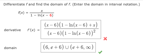 Solved Differentiate f and find the domain off. (Enter the | Chegg.com