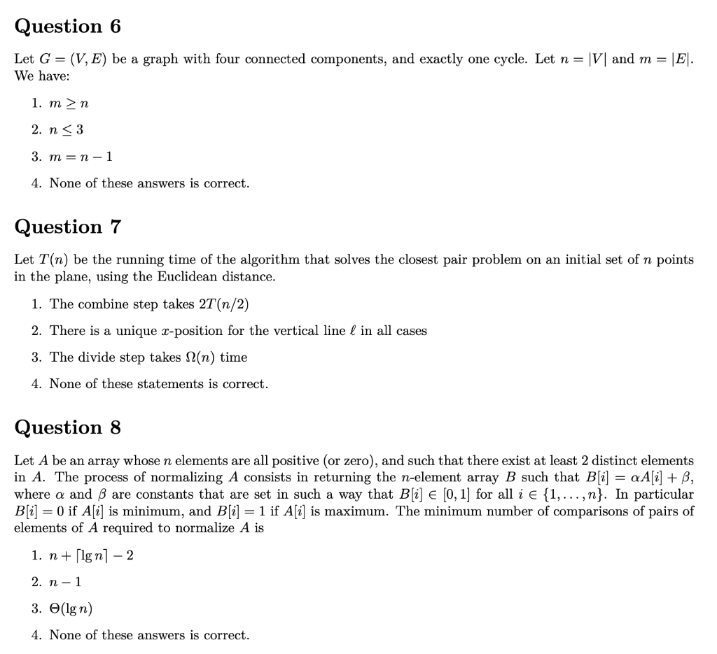 Solved Let G=(V,E) be a graph with four connected | Chegg.com