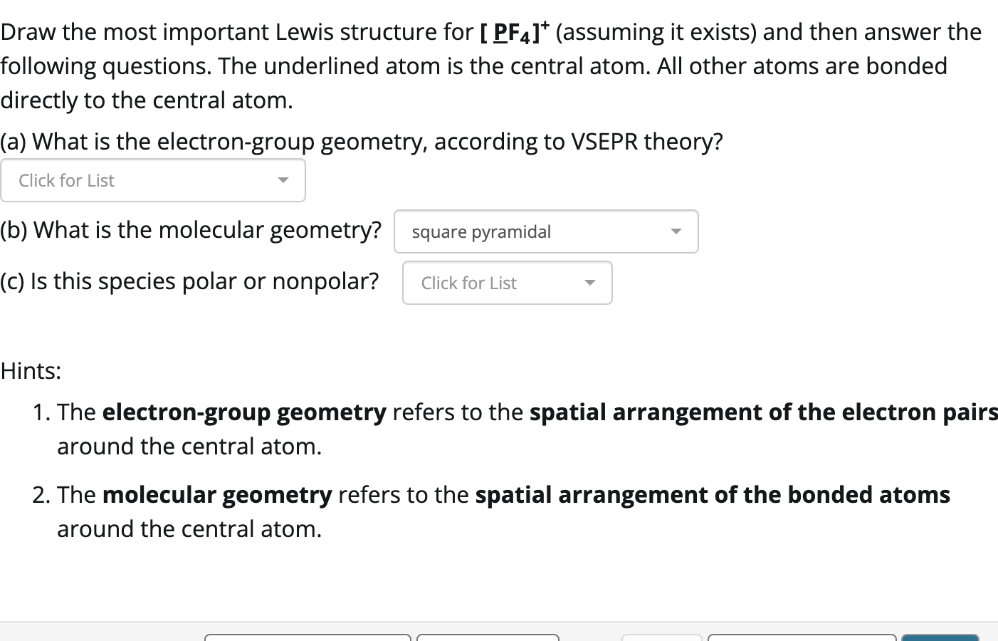 Solved see-saw (distorted tetrahedron) trigonal planar | Chegg.com