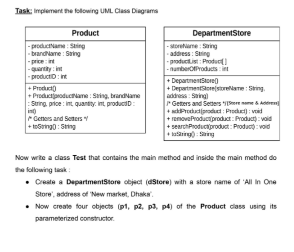 Solved Task: Implement the following UML Class Diagrams | Chegg.com