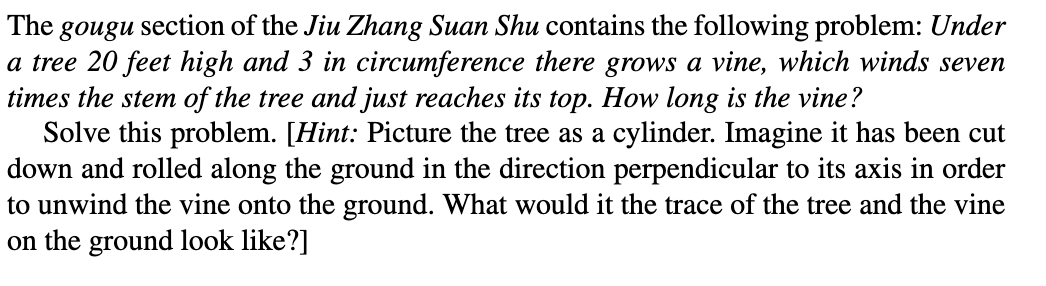 Solved The gougu section of the Jiu Zhang Suan Shu contains | Chegg.com