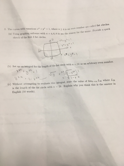 Solved The curves with equations x^n + y^b = 1, where n | Chegg.com