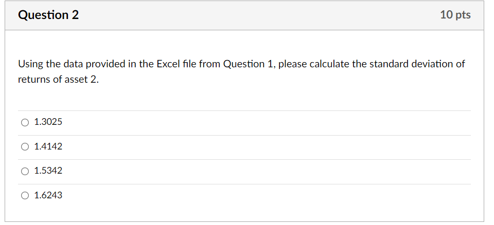 Solved Question 2 10 pts Using the data provided in the | Chegg.com