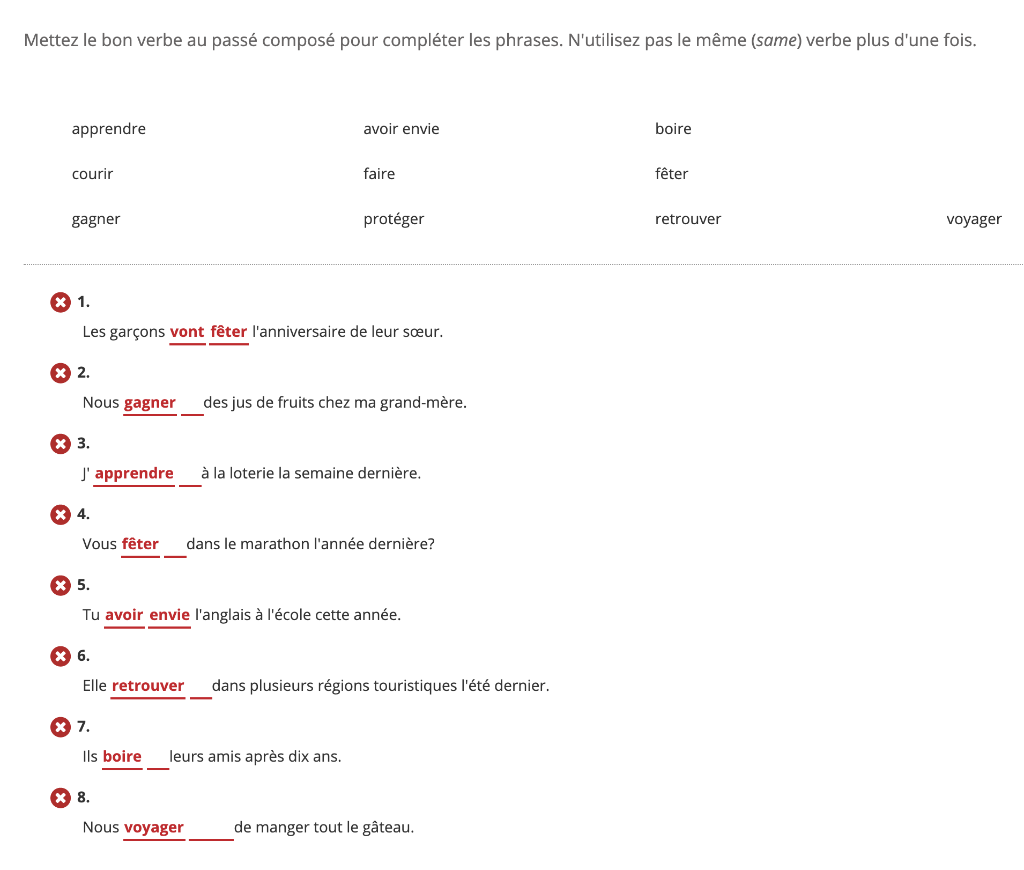 Solved Put the correct verb in the past tense to complete | Chegg.com