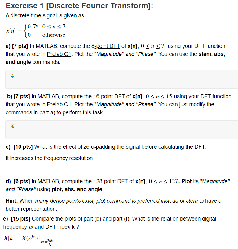 Solved = Exercise 1 [Discrete Fourier Transform]: A discrete | Chegg.com