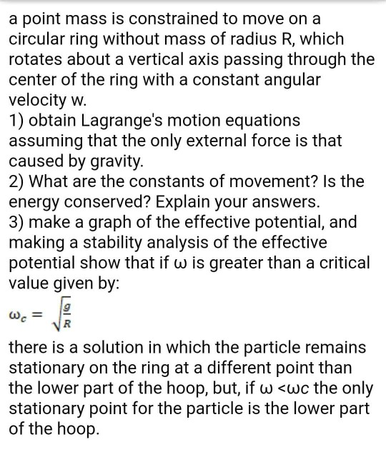 Solved a point mass is constrained to move on a circular | Chegg.com